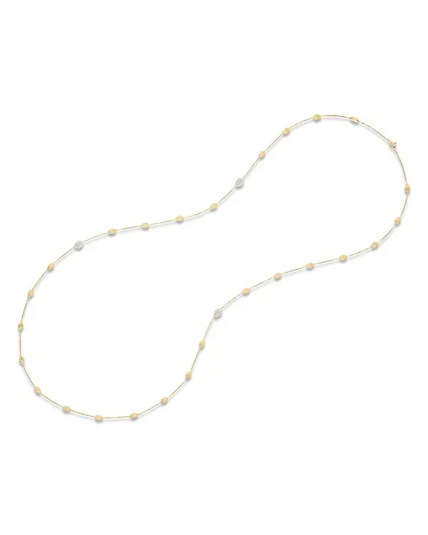 Marco Bicego 18k Yellow Gold Siviglia Diamond & Textured Link Long Chain Necklace - White/gold