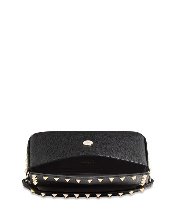 Valentino Garavani Rockstud Pebbled Leather Shoulder Bag - Black