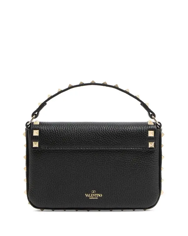 Valentino Garavani Rockstud Pebbled Leather Shoulder Bag - Black