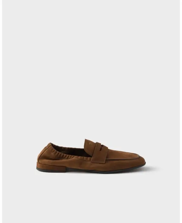 Prada Shuffle Nubuck Leather Loafers - Brown