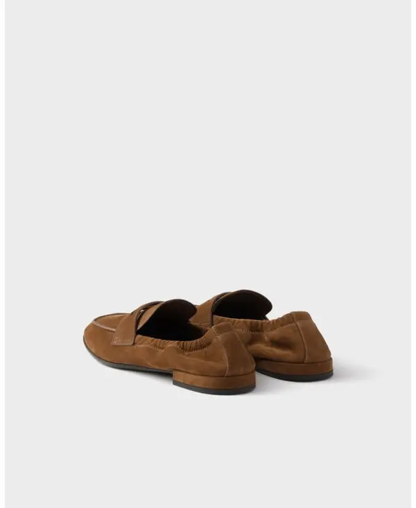Prada Shuffle Antiqued Suede Loafers - Light Brown