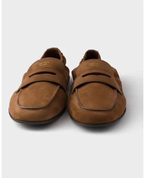 Prada Shuffle Antiqued Suede Loafers - Light Brown