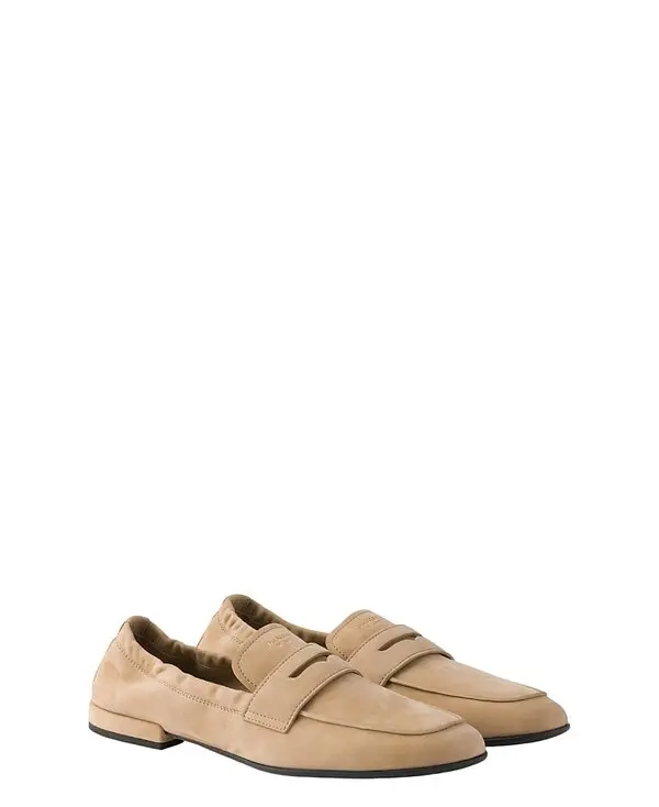 Prada Shuffle Nubuck Leather Loafers - Neutral