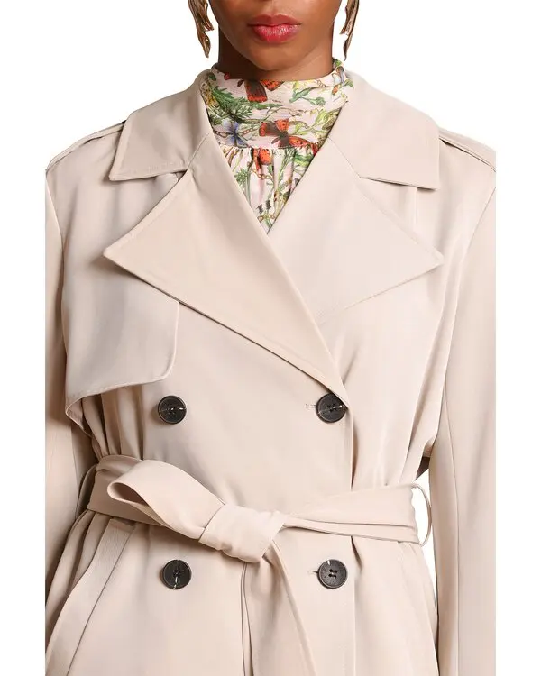 Avec Les Filles Drapey Mid Length Trench Jacket - Sandstone