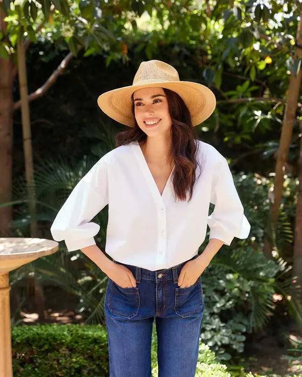 Karen Kane Lantern Sleeve Top - Off White