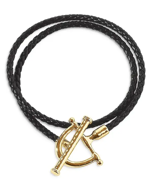 ANABEL ARAM Cheval Leather Wrap Bracelet - Gold/black