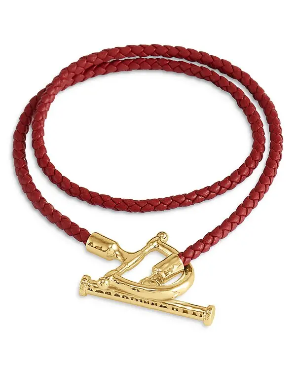 ANABEL ARAM Cheval Leather Wrap Bracelet - Gold/rouge