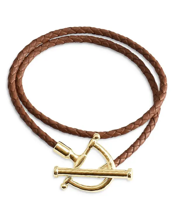 ANABEL ARAM Cheval Leather Wrap Bracelet - Gold/saddle
