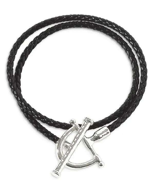 ANABEL ARAM Cheval Leather Wrap Bracelet - Silver/black