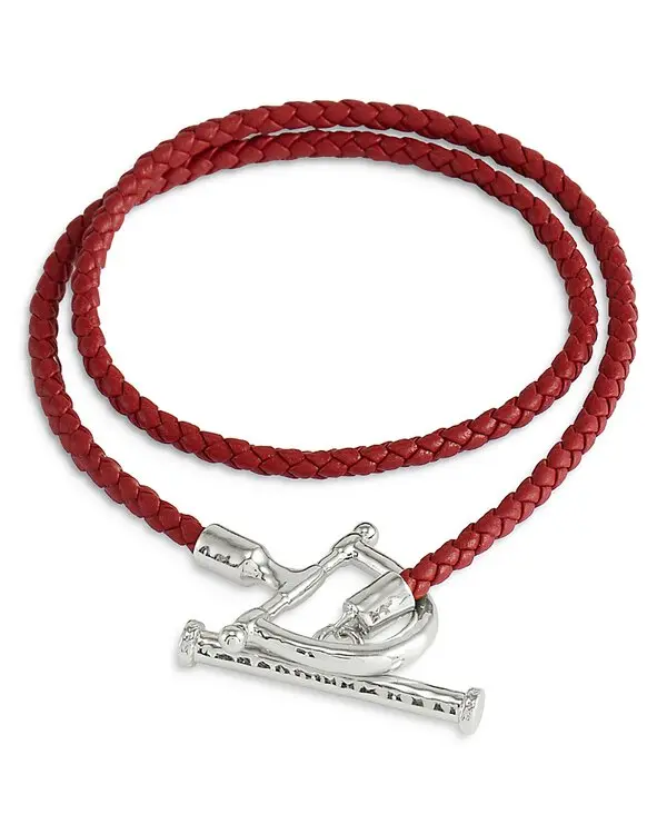 ANABEL ARAM Cheval Leather Wrap Bracelet - Silver/rouge