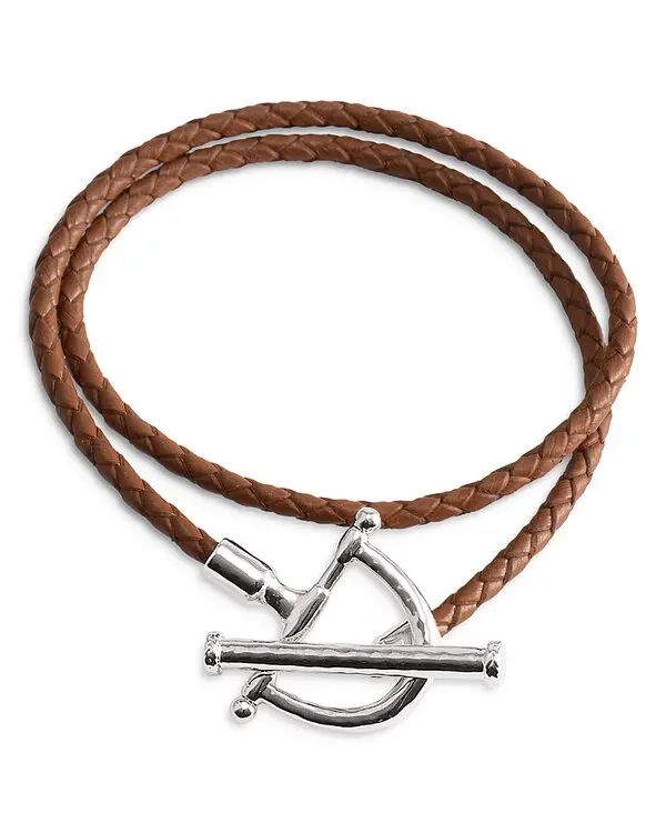 ANABEL ARAM Cheval Leather Wrap Bracelet - Silver/saddle