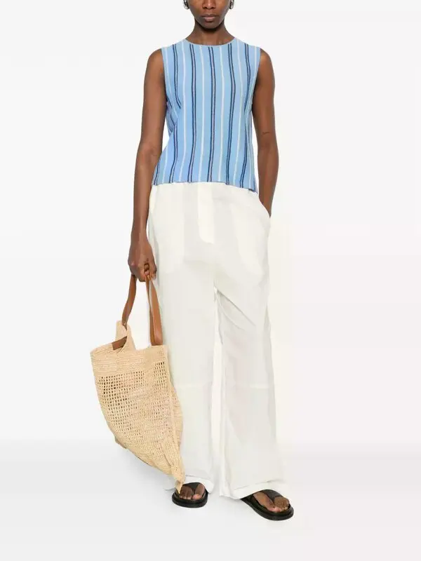 Eric Bompard Striped Sleeveless Top - Blue