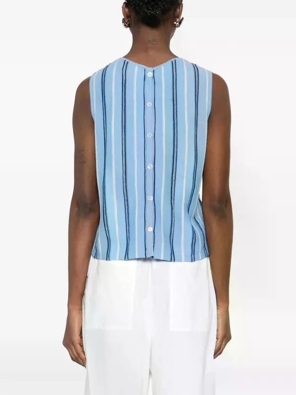 Eric Bompard Striped Sleeveless Top - Blue