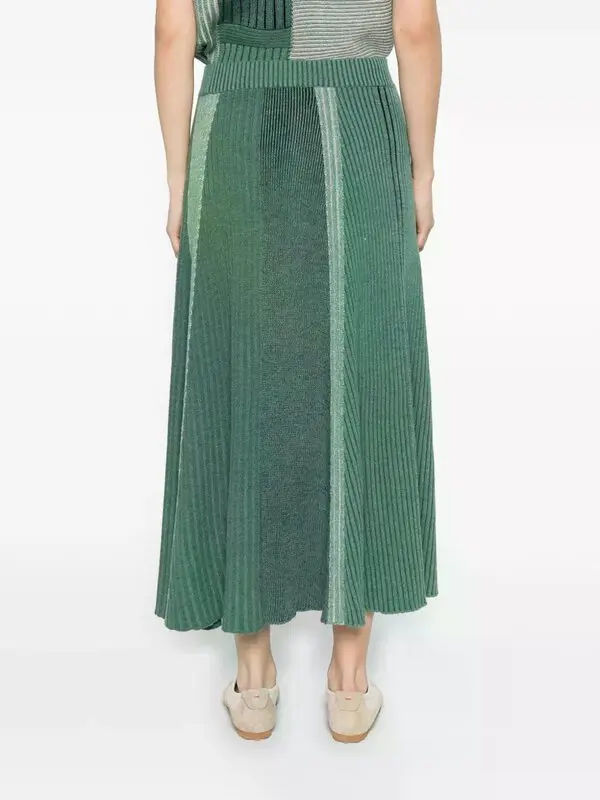 Eric Bompard Patchwork Ribbed Skirt - Green