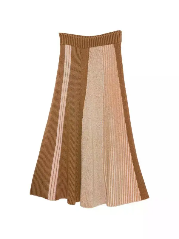 Eric Bompard Patchwork Ribbed Skirt - Brown