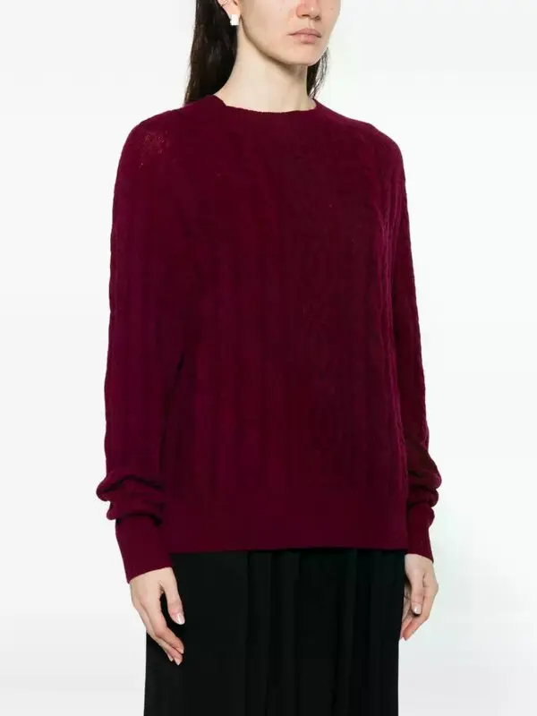 Eric Bompard Cable-knit Round-neck Sweater - Red