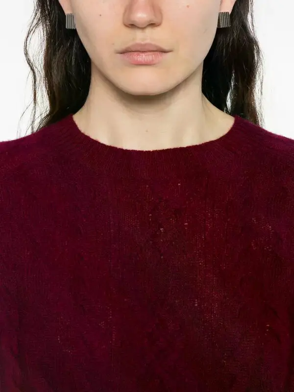 Eric Bompard Cable-knit Round-neck Sweater - Red