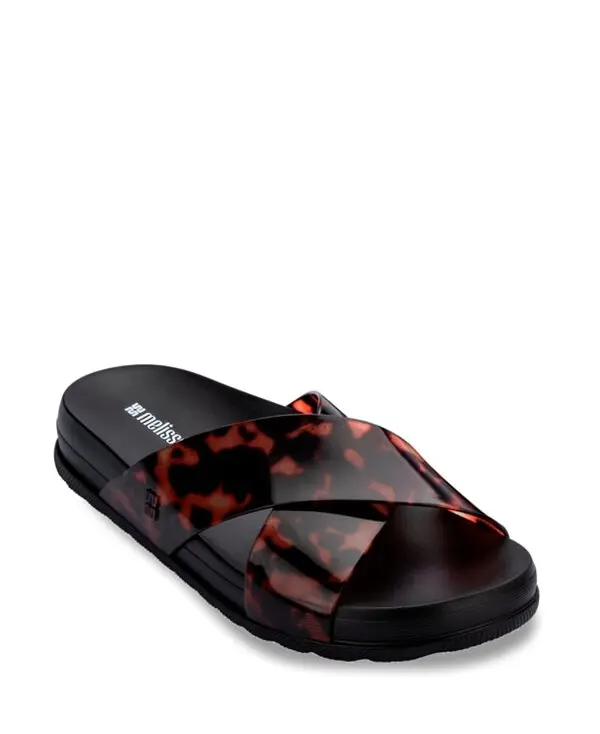 Melissa Cozy Cross Slides - Black/tortoise