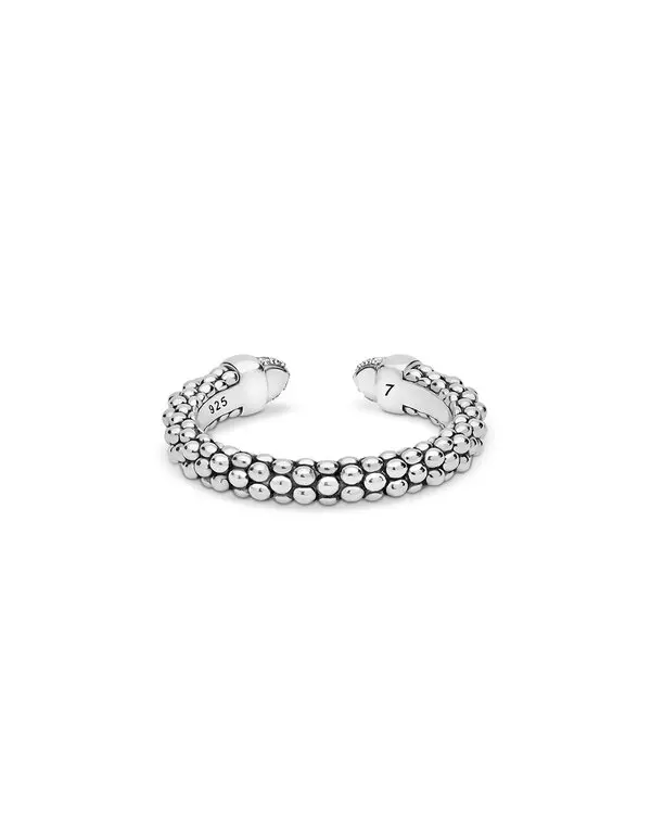 Lagos Sterling Signature Caviar Diamond Stack Cuff Ring