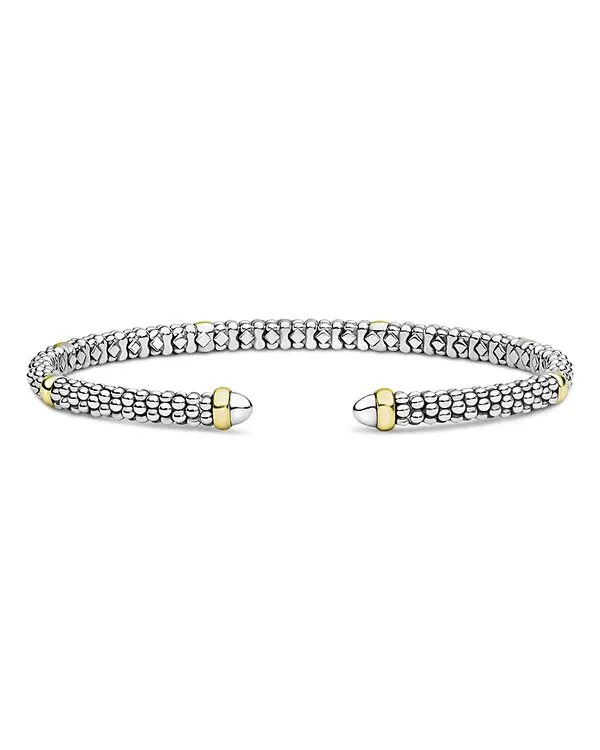 Lagos 18k Yellow Gold & Sterling Signature Caviar Mini Versa Torque Bracelet - Silver