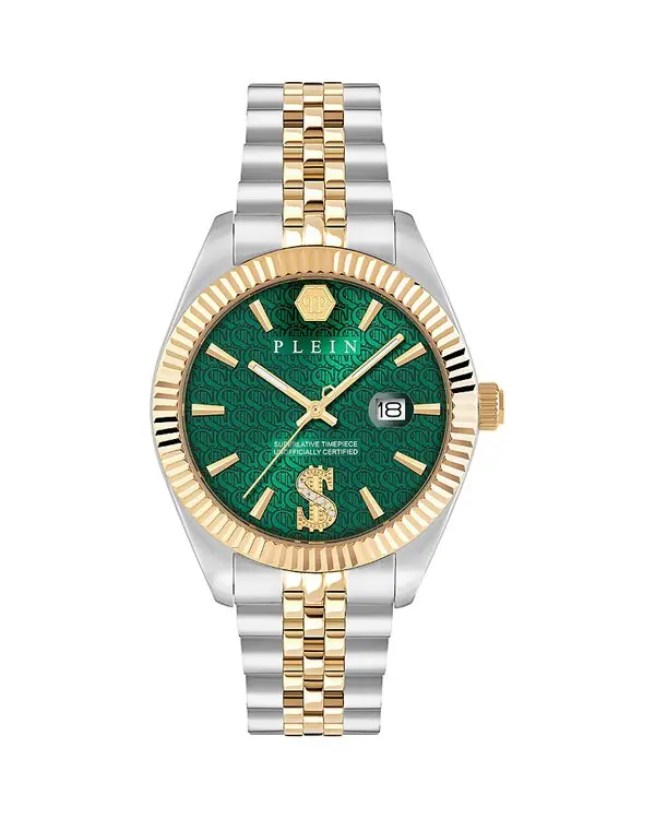 Philipp Plein Date Superlative Crystal Watch, 41mm - Green/two Tone