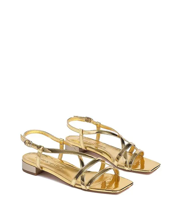 Marion Parke Mirrored Leather Sabine Flat Sandal - Gold