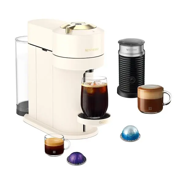 NESPRESSO Vertuo Next Premium Coffee And Espresso Maker De'longhi With Aeroccino Milk Frother - White Envwgae