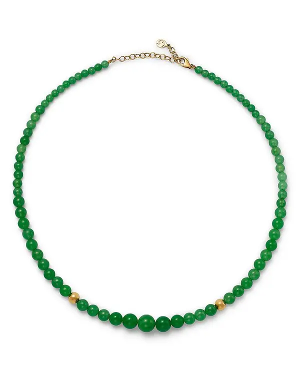 Bloomingdale'S Dyed Jade Beaded Graduated Collar Necklace In 14k Yellow Gold, 18 - Green