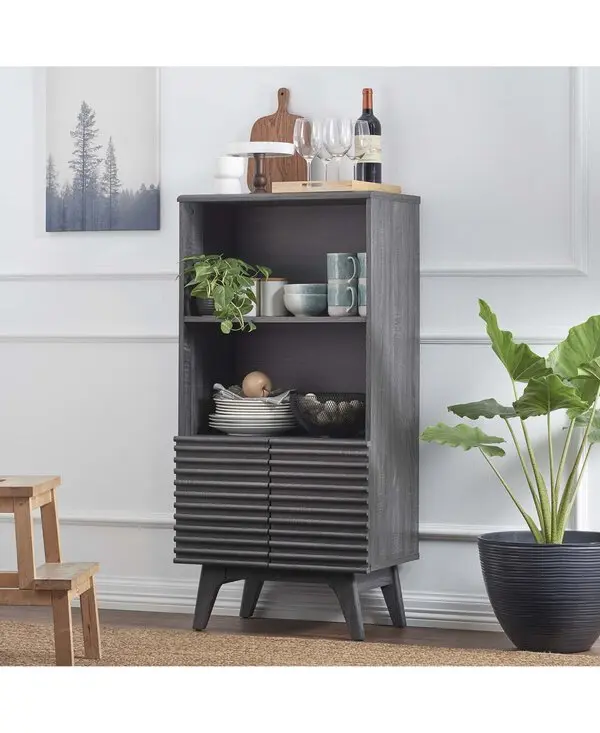 MODWAY Render Display Cabinet Bookshelf - Charcoal