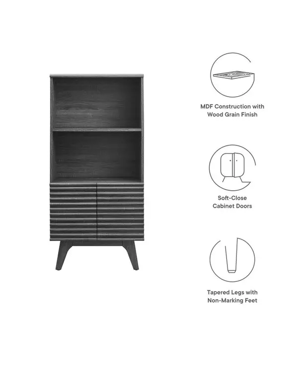 MODWAY Render Display Cabinet Bookshelf - Charcoal