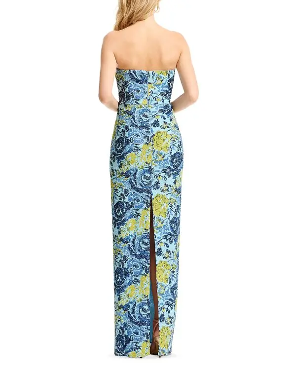 Dress The Population Vada Strapless Sweetheart Gown - Sky Multi