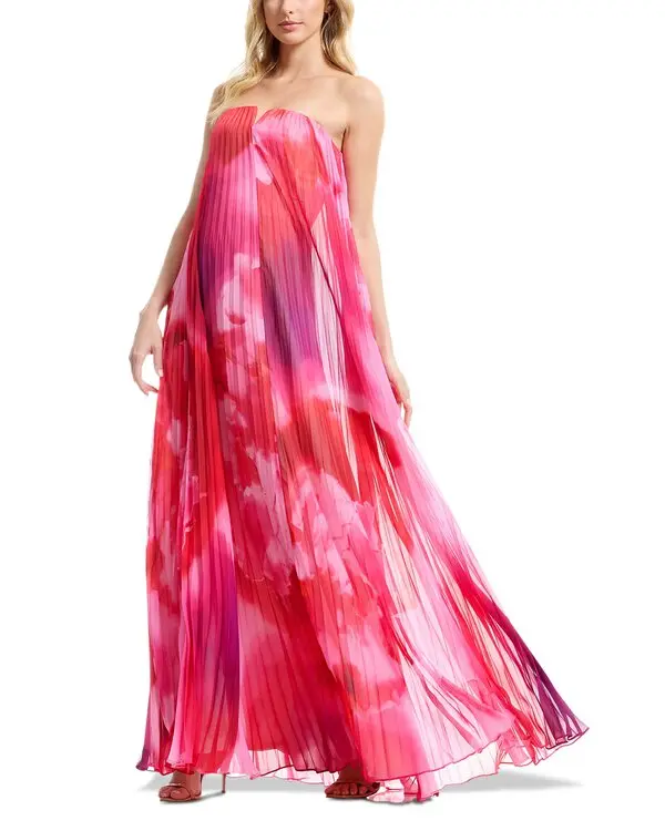 Dress The Population Kelston Strapless Pleated Dress