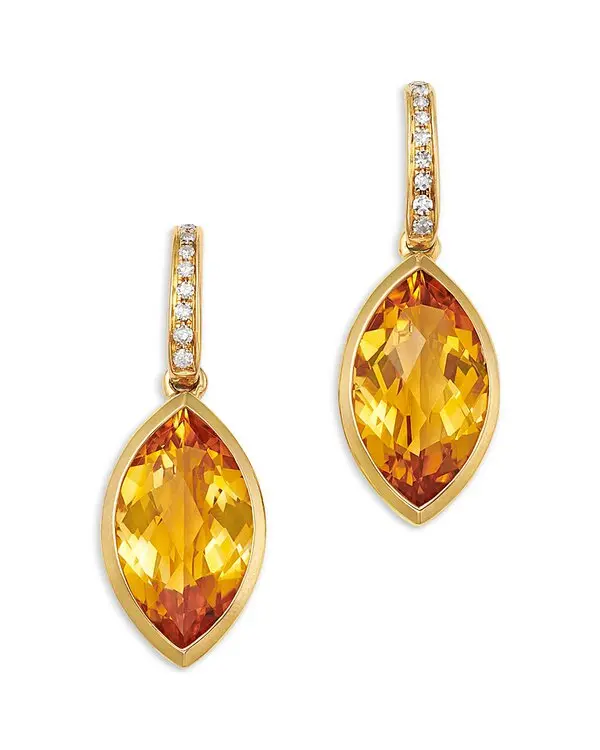Bloomingdale'S Citrine & Diamond Marquis Drop Earrings In 14k Yellow Gold - Orange/gold