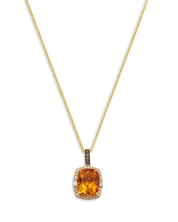 Bloomingdale'S Citrine And Diamond Halo Pendant Necklace - Gold