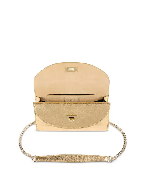 Sandro Mambo Metallic Leather Clutch - Gold