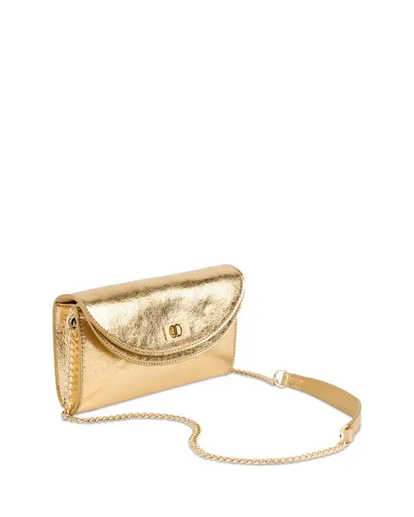 Sandro Mambo Metallic Leather Clutch - Gold