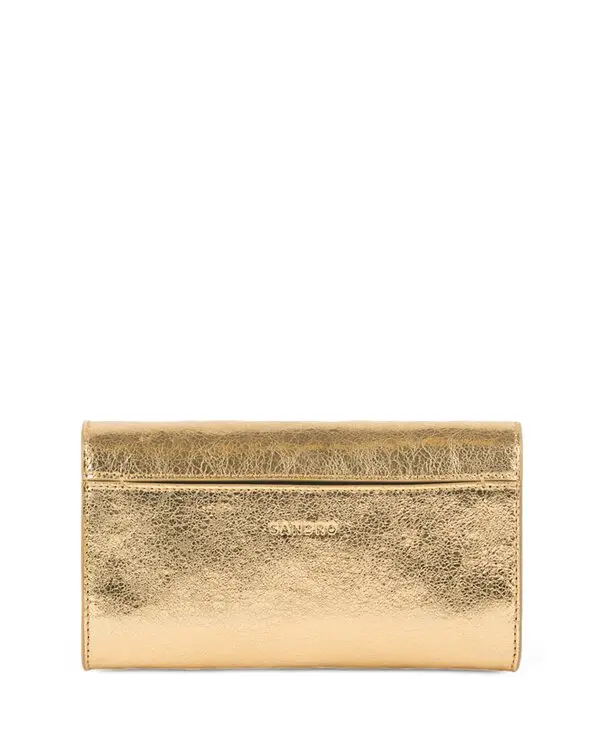 Sandro Mambo Metallic Leather Clutch - Gold