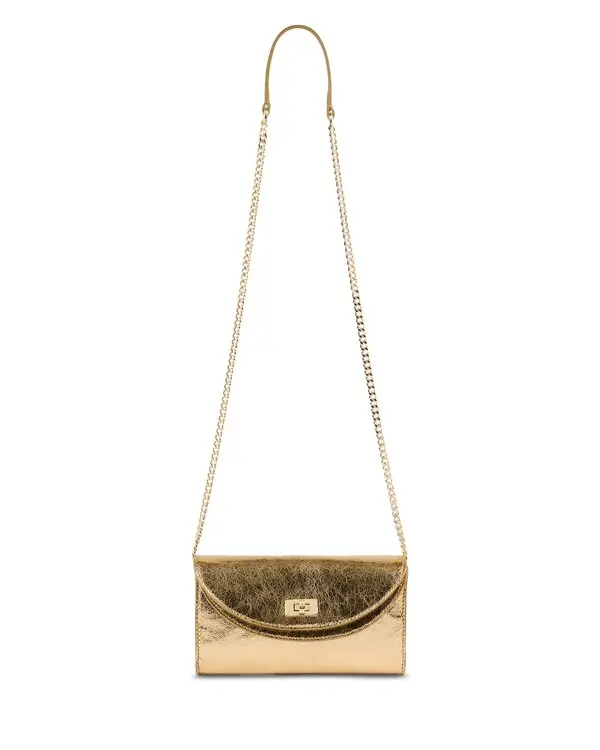 Sandro Mambo Metallic Leather Clutch - Gold