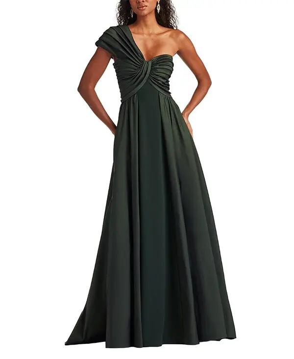 Tadashi Shoji Savar One-shoulder Gown - Dark Forest