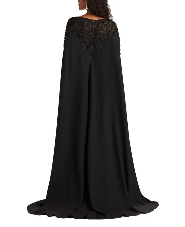 Tadashi Shoji Embroidered Cape Gown