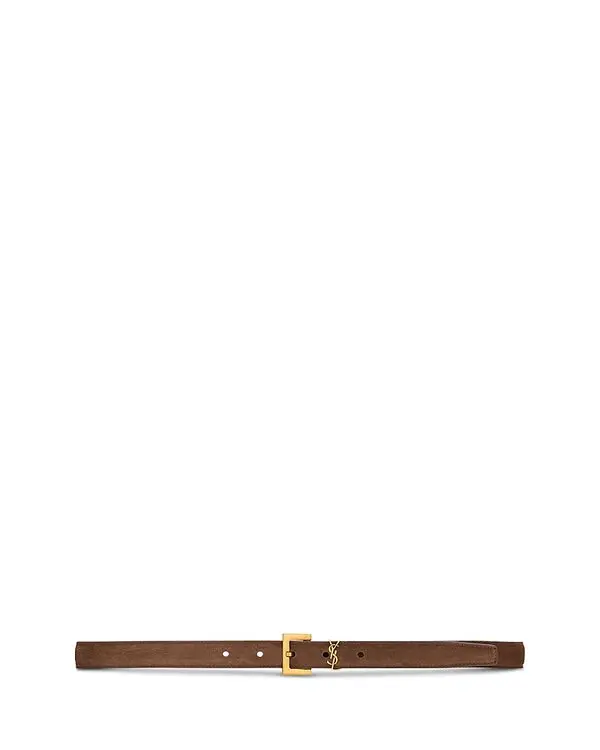 Saint Laurent Cassandre Thin Belt - Brown Coffee