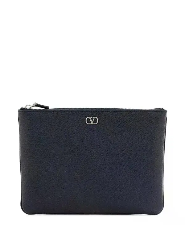 Valentino Garavani Grainy Calfskin Vlogo Signature Clutch Bag - Blue