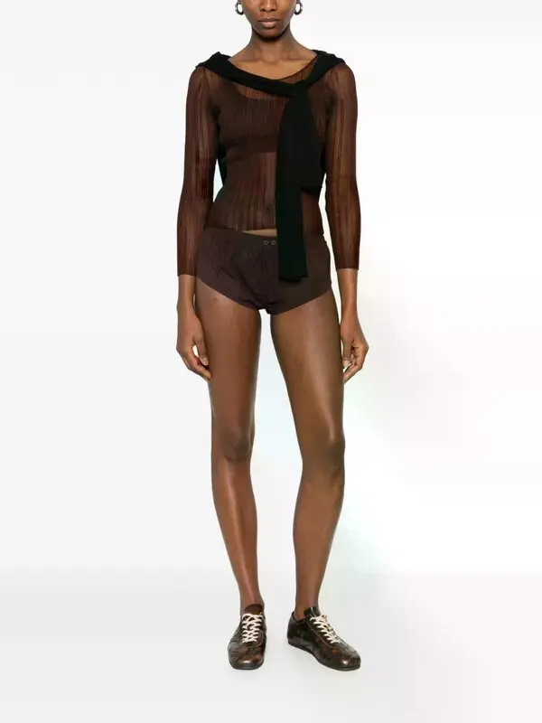ENTIRE STUDIOS Pixie Buttoned Mini Shorts - Brown