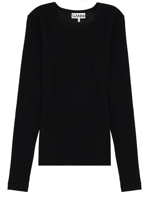 GANNI Long Sleeve Top With Logo