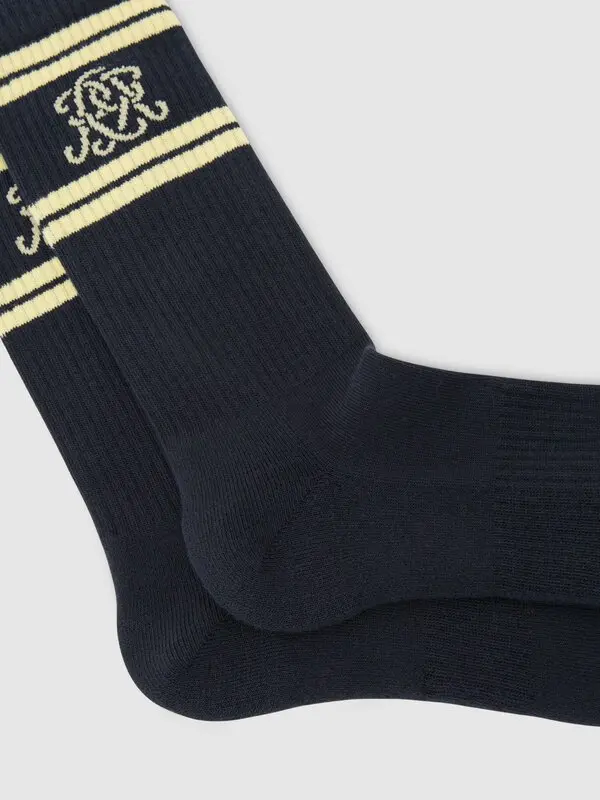 REISS Maurice Monogram Ribbed Socks