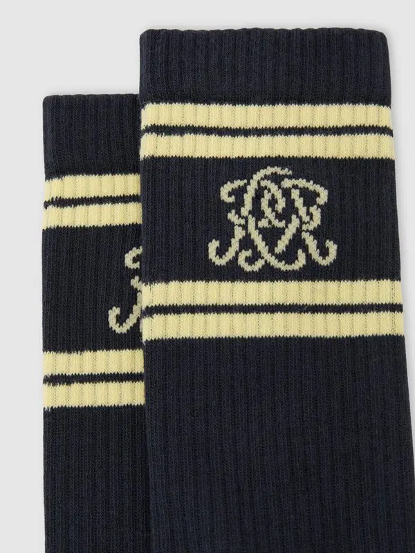 REISS Maurice Monogram Ribbed Socks