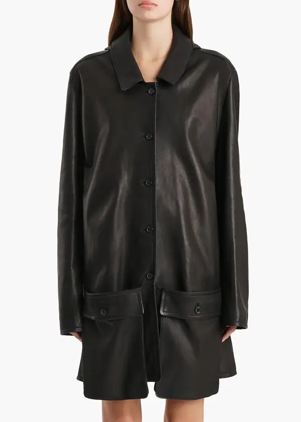 Khaite Harmon Coat In Washed Leather