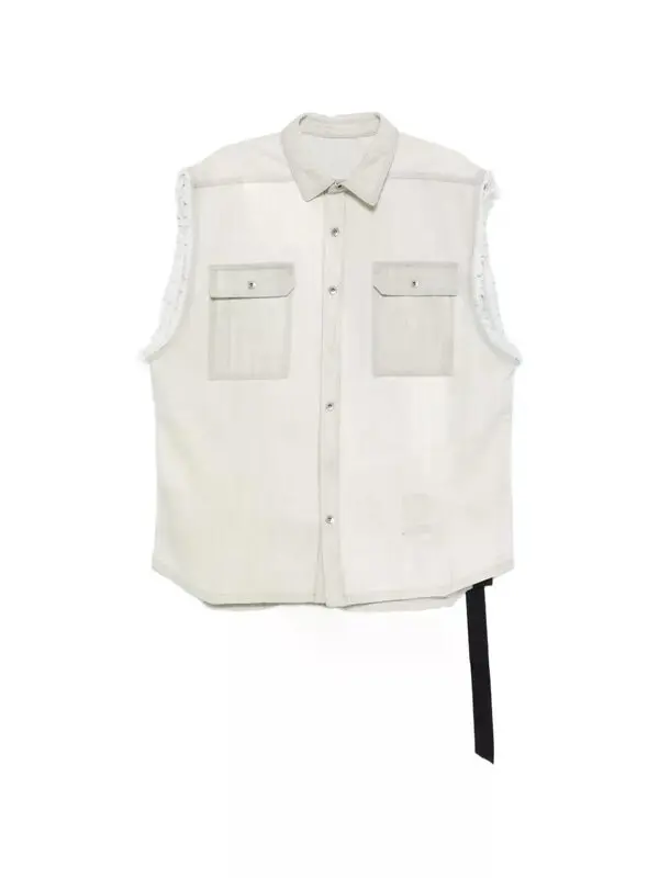 Rick Owens Frayed Pocket Sleeveless Shirt Jacket