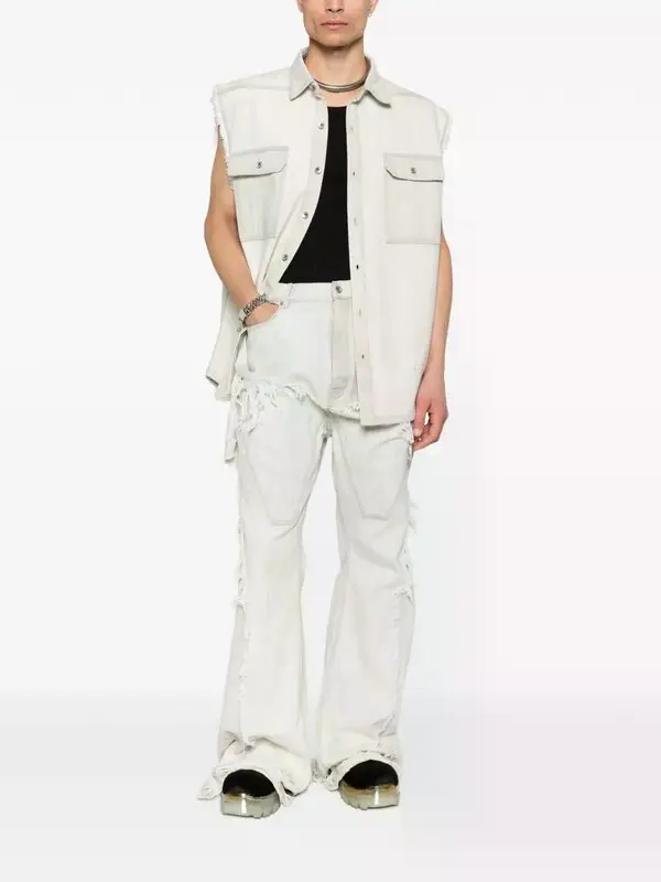 Rick Owens Frayed Pocket Sleeveless Shirt Jacket