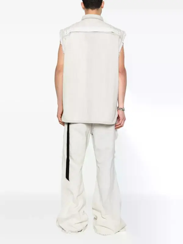 Rick Owens Frayed Pocket Sleeveless Shirt Jacket